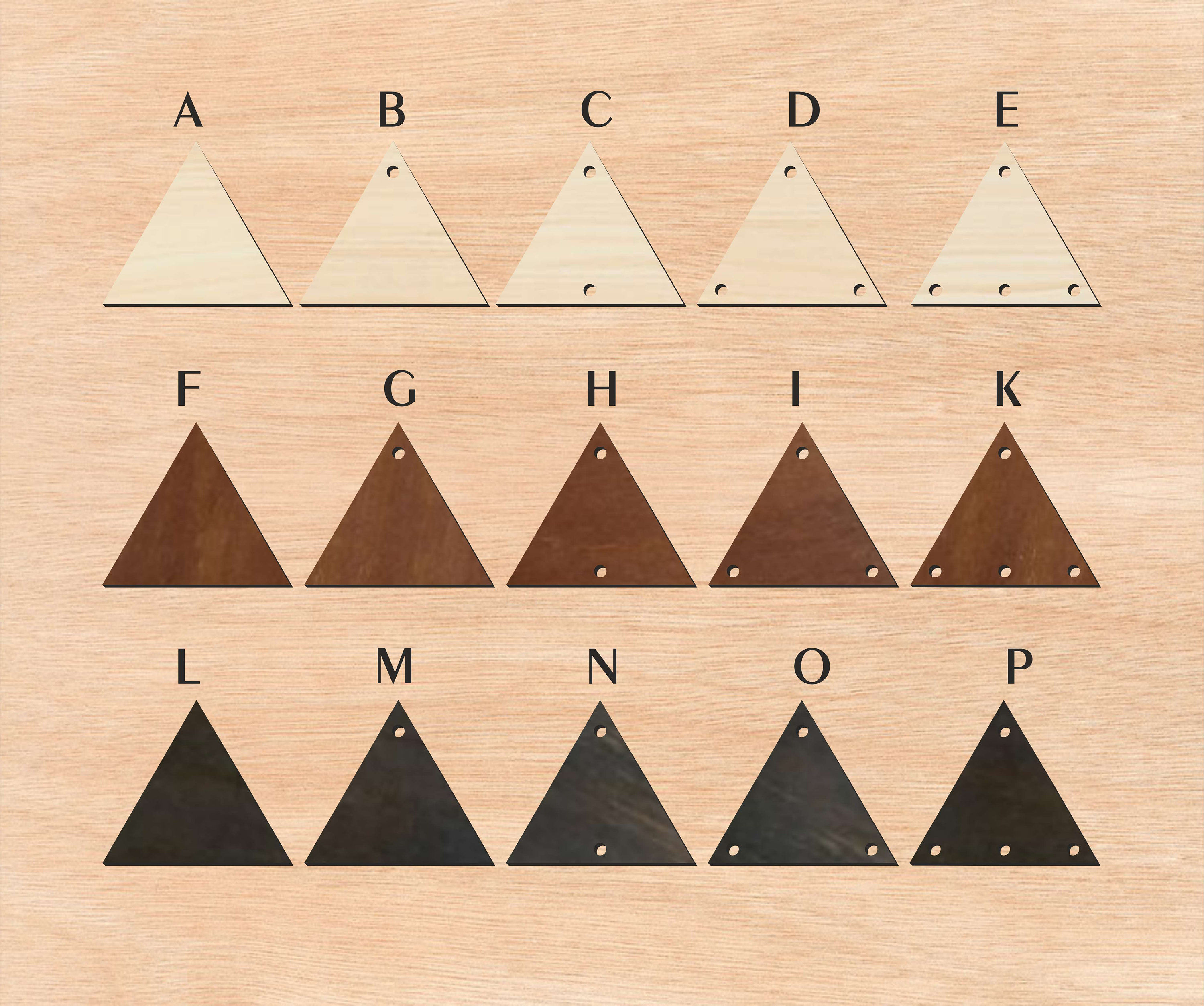 10 Madera Triángulo Forma Bases de madera artesanías Pendientes ...