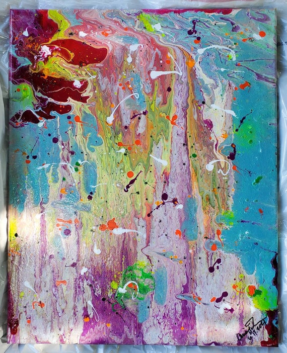 Rainbow LGBT Pride Acrylic Pour Painting Original Abstract | Etsy