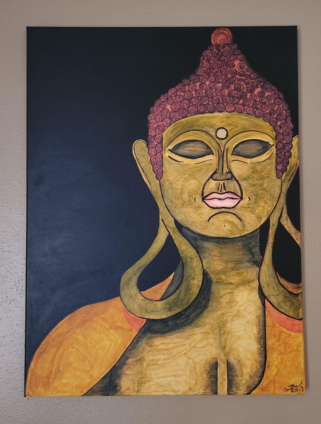 Buddhism Great Buddha Portrait Art Alcohol Pen Ink Painting Wall Art ...