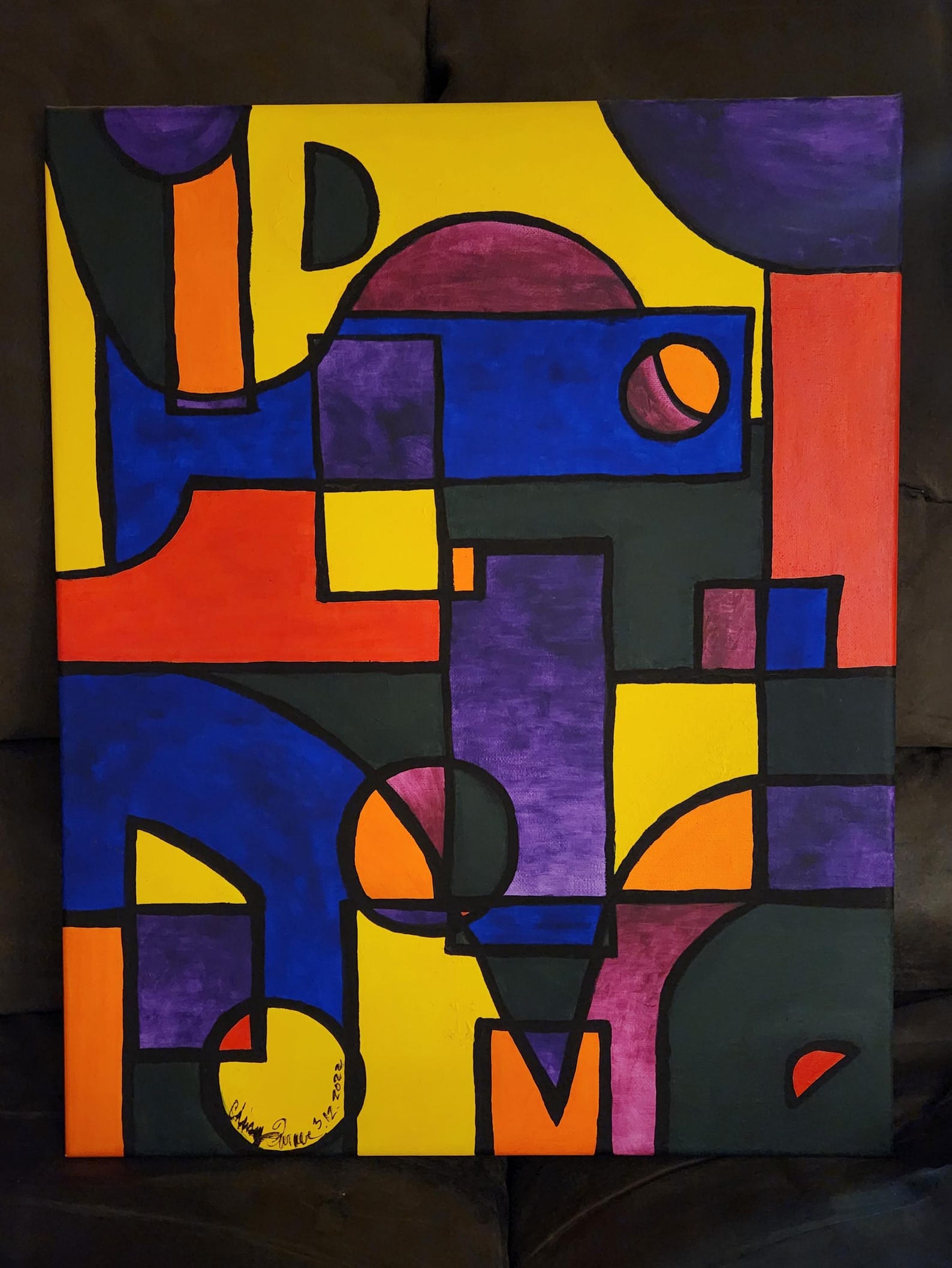 Abstract Primary Secondary Color Study Geometric Painting Wall Art ...