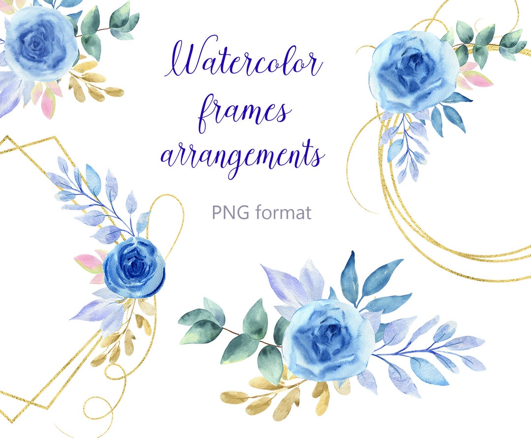 Gold and Watercolor Frames Set.gold Foil Frames.gold Floral Frames ...