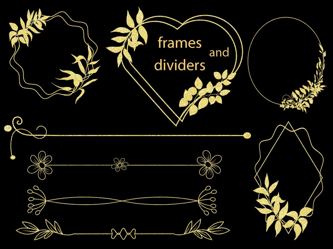 Gold Frames Hand Drawn Gold Text Dividers Page Dividers Page Ornaments ...