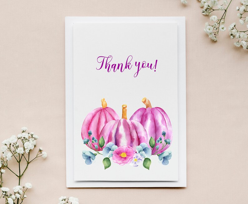 Pink Pumpkins Clipart.watercolor Pumpkins and Floral Digital - Etsy