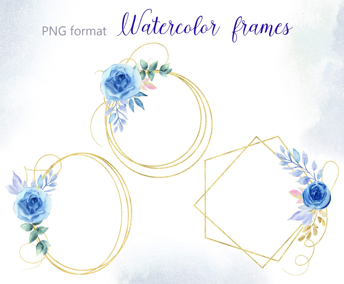 Gold and Watercolor Frames Set.gold Foil Frames.gold Floral Frames ...