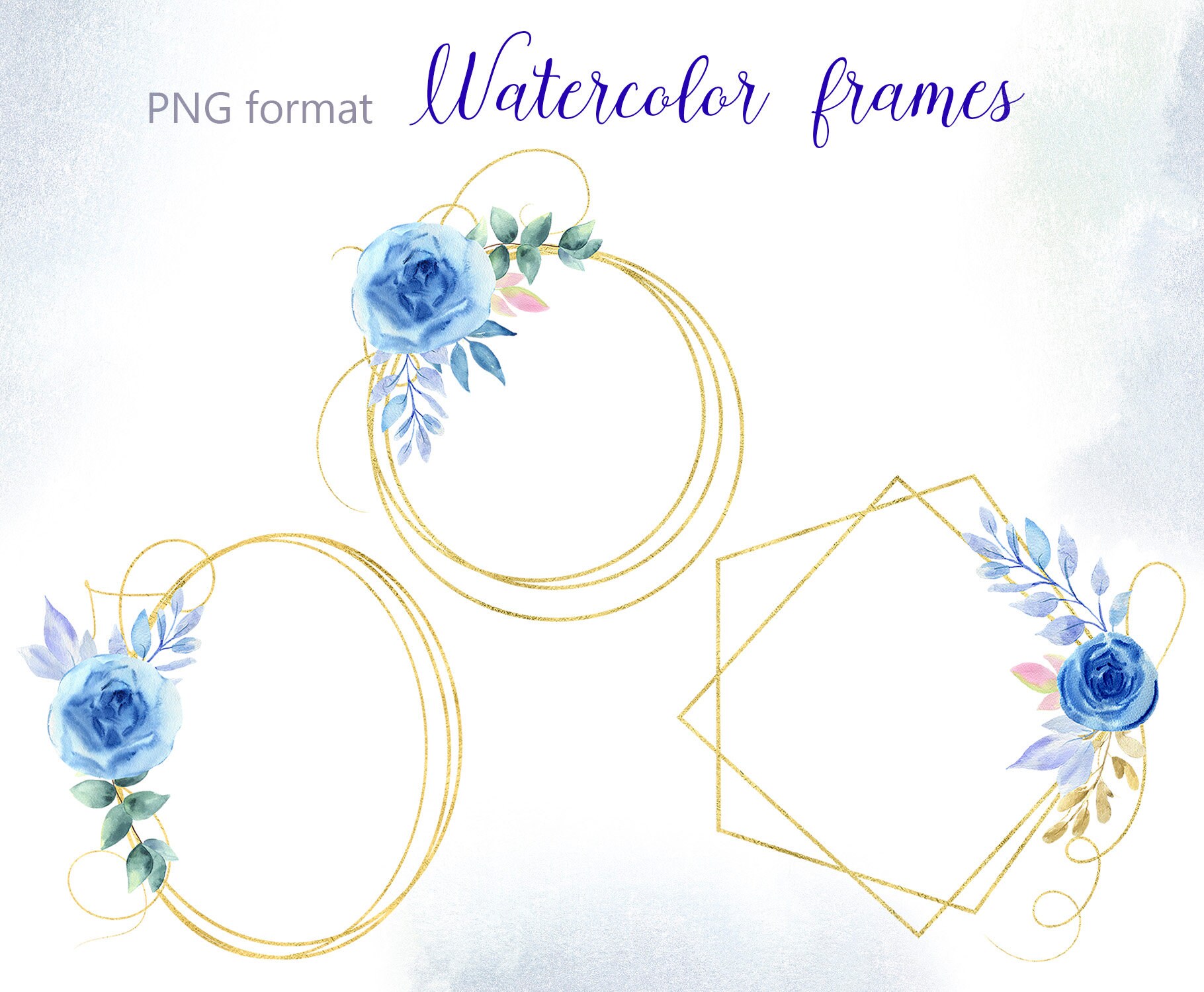 Gold and Watercolor Frames Set.gold Foil Frames.gold Floral Frames ...
