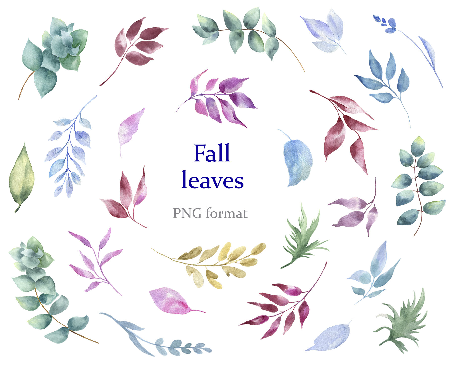 Watercolor Leaves Clipartforest Leaves Clipartgreen - Etsy