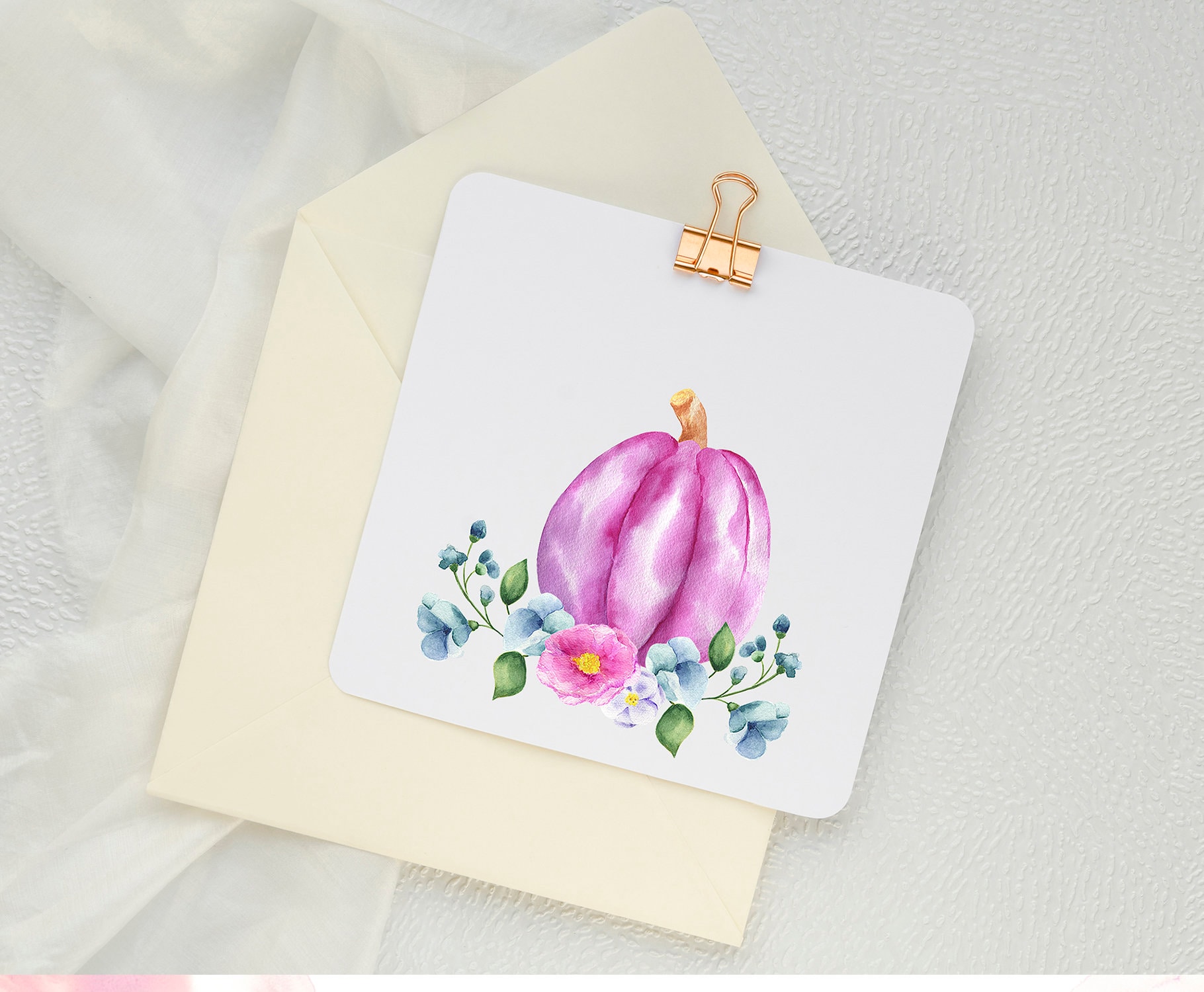 Pink Pumpkins Clipart.watercolor Pumpkins and Floral Digital - Etsy