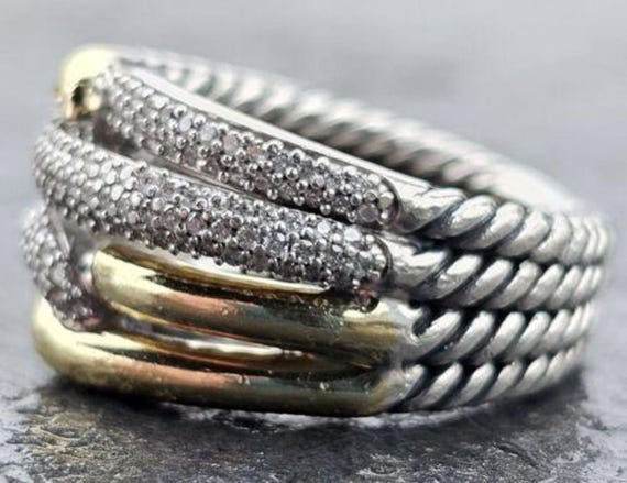 David Yurman Double Loop Labyrinth Diamond Ring 18k G… - Gem