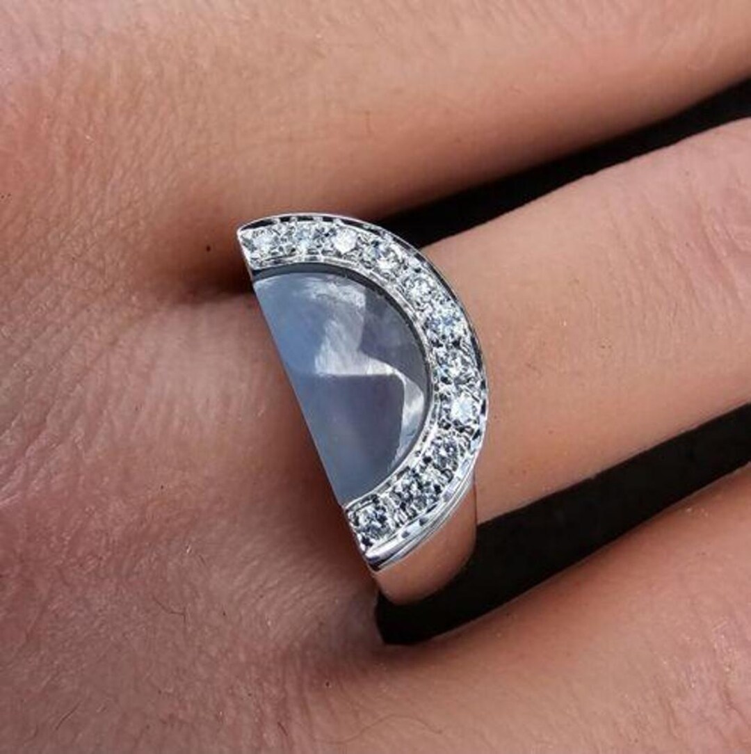 Movado Ring Chalcedony Diamond Radius 18k White Gold Sz 6.25 - Etsy