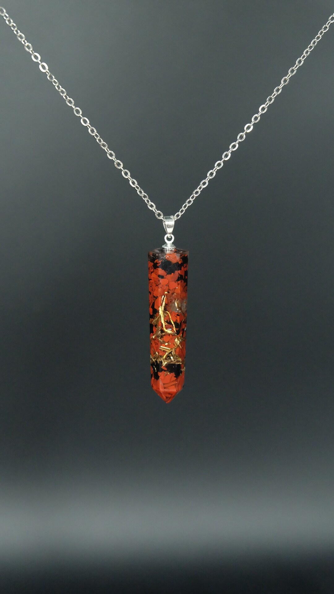 Obelisk Orgonite Amulet With Red Jasper Black Tourmaline and Rock ...
