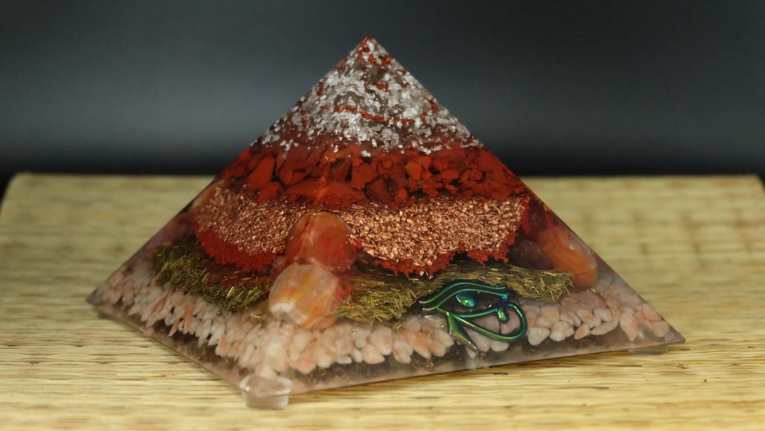 Orgonite Pyramid With Eye of Horus & Red Jasper | Energetic Protection ...