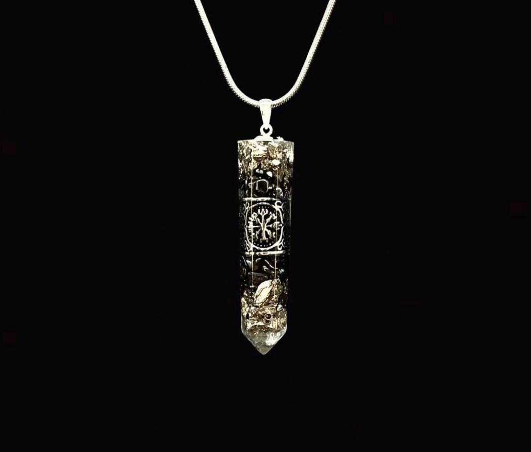 Vegvísir Orgonite Amulet – Hematite, Rock Crystal & Silver for ...