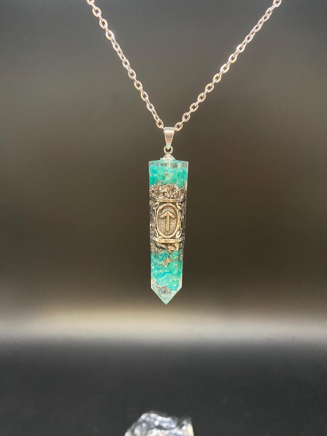 Amazonite Rune Amulet Orgonite Pendant Medieval Jewelry Made of ...