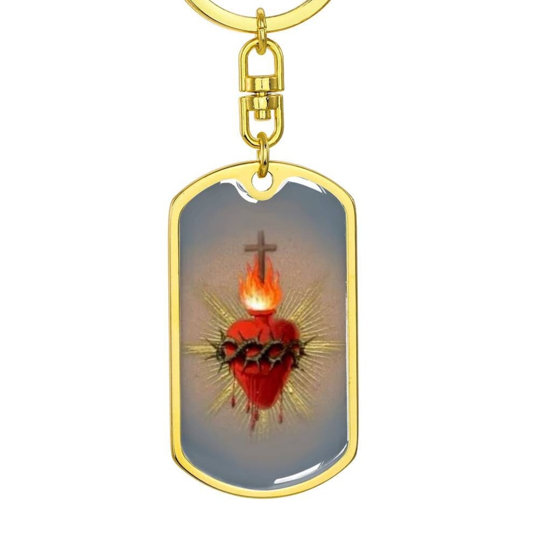 Sacred Heart of Jesus Dog Tag Keychain, Catholic Gift - Etsy