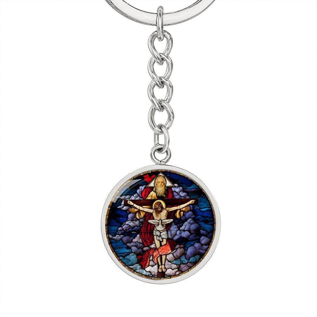 Holy Trinity Pendant, Holy Trinity Image, Trinity Keychain, Godparent ...