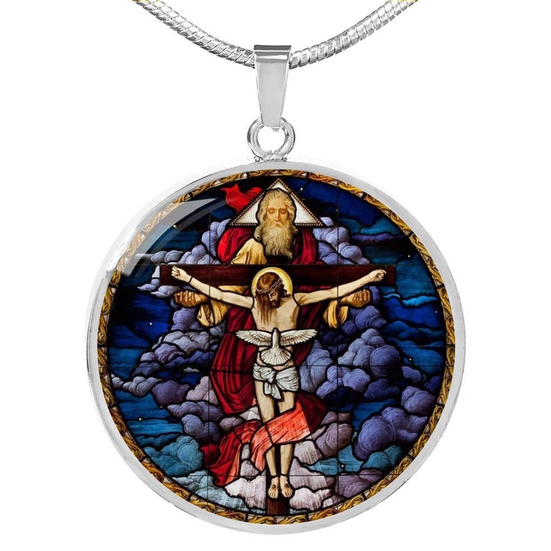 Holy Trinity Image Pendant, Religious Necklace, Baptism Gift - Etsy