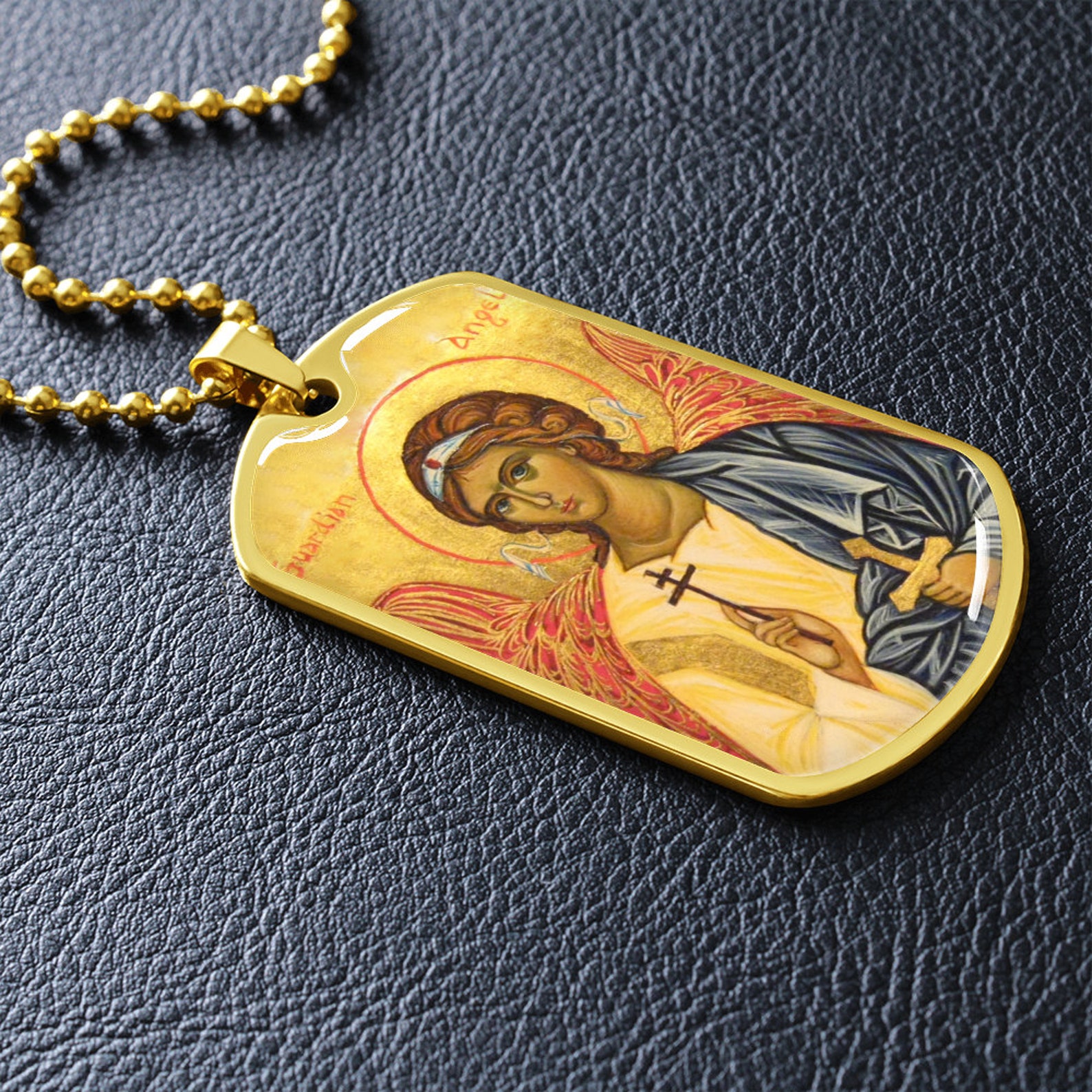 Guardian Angel Dog Tag Military Pendant Necklace - Etsy