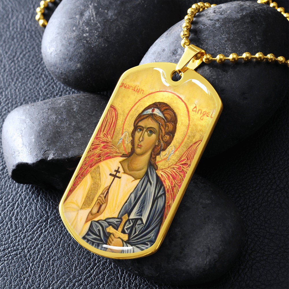 Guardian Angel Dog Tag Military Pendant Necklace - Etsy