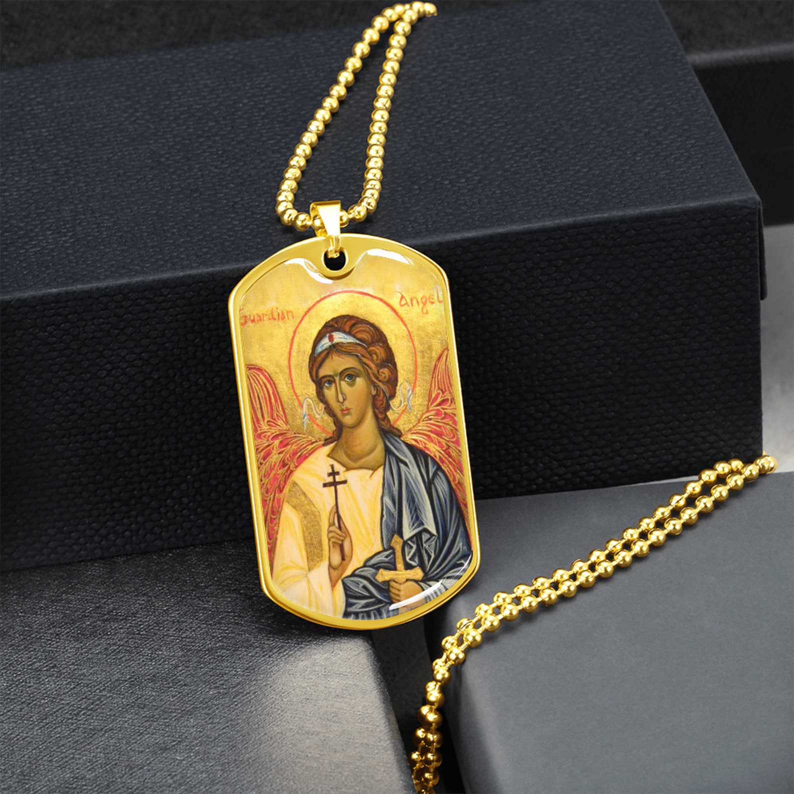Guardian Angel Dog Tag Military Pendant Necklace - Etsy