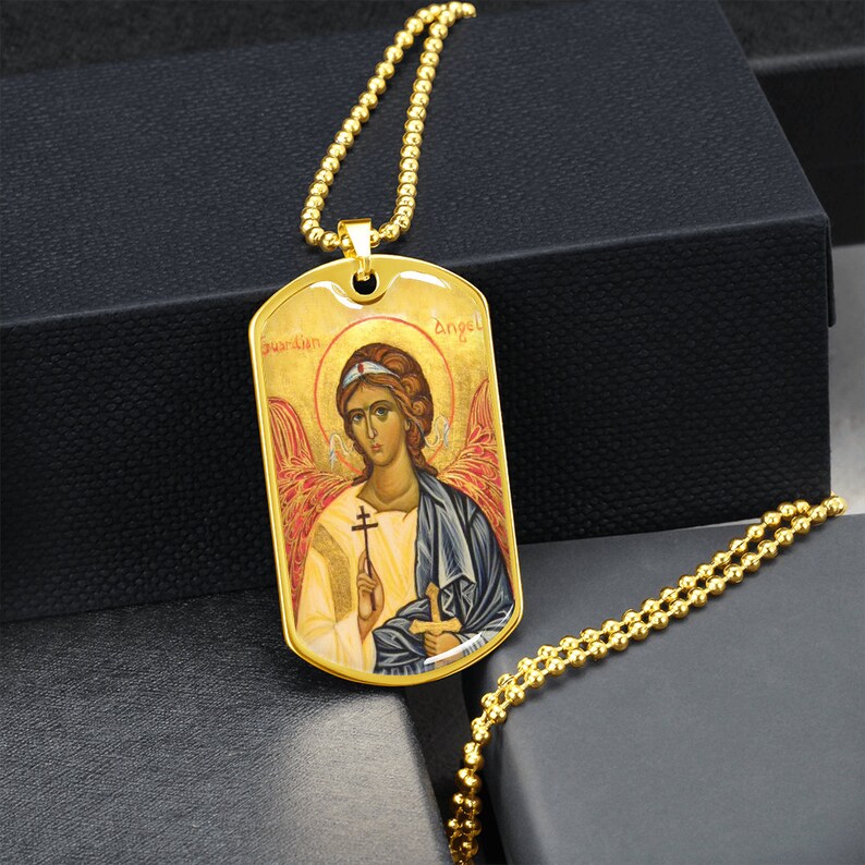 Guardian Angel Dog Tag Military Pendant Necklace - Etsy