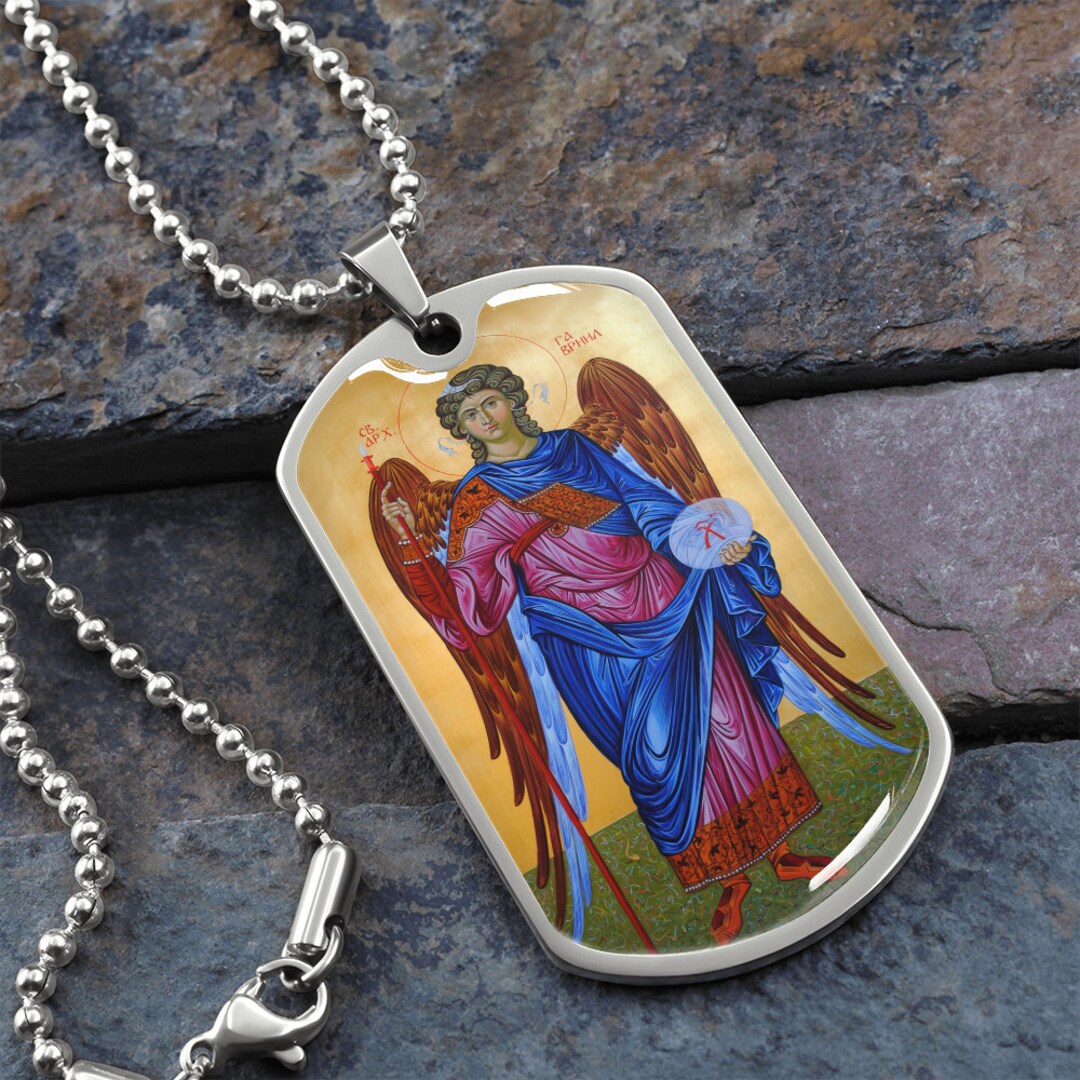 Archangel Gabriel Dog Tag Necklace - Etsy