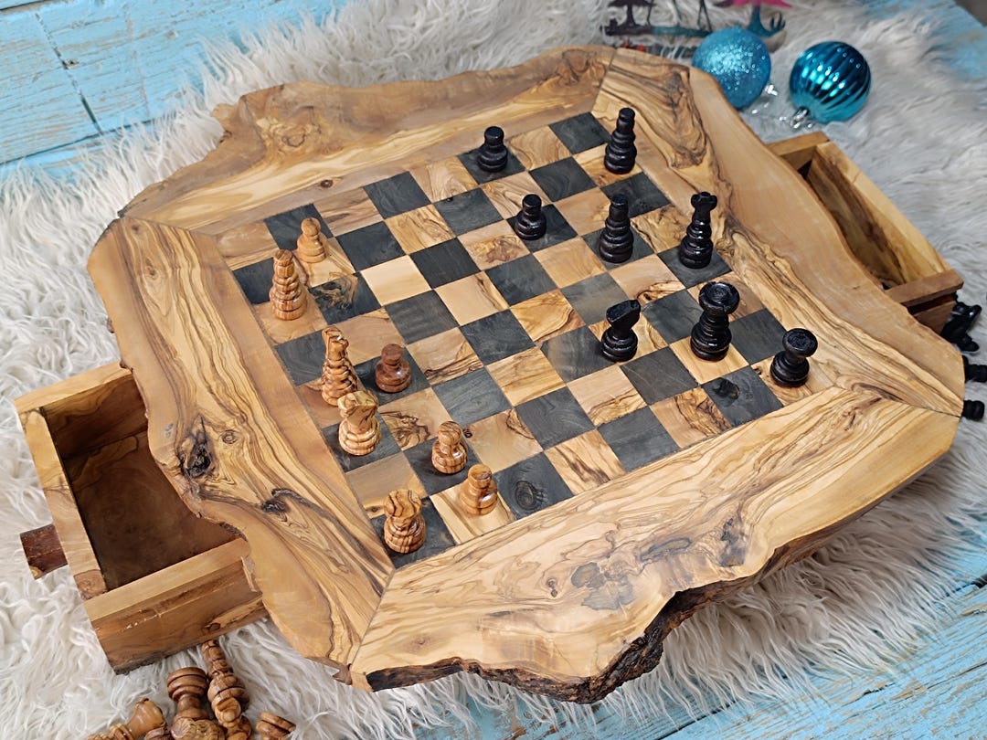 Hand Carved Olive Wood Chess Set, A Great Gift for Any Chess Lover, A ...