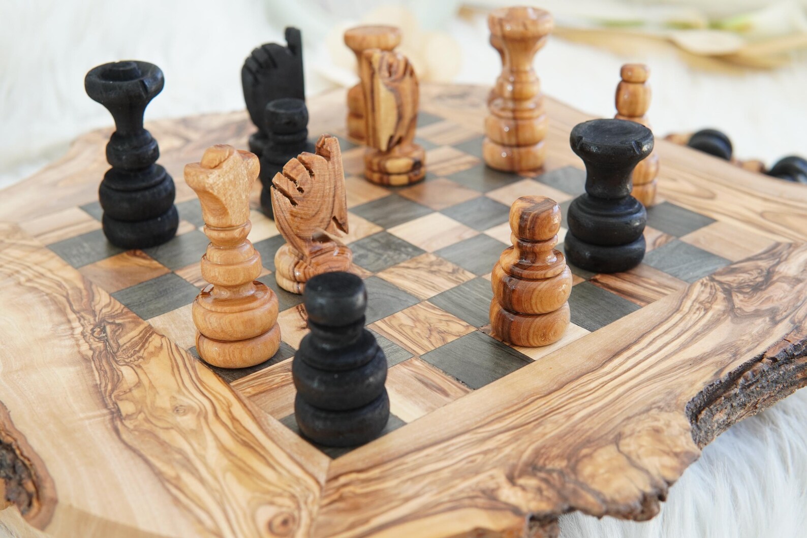 Hand Carved Olive Wood Chess Set, A Great Gift for Any Chess Lover A ...