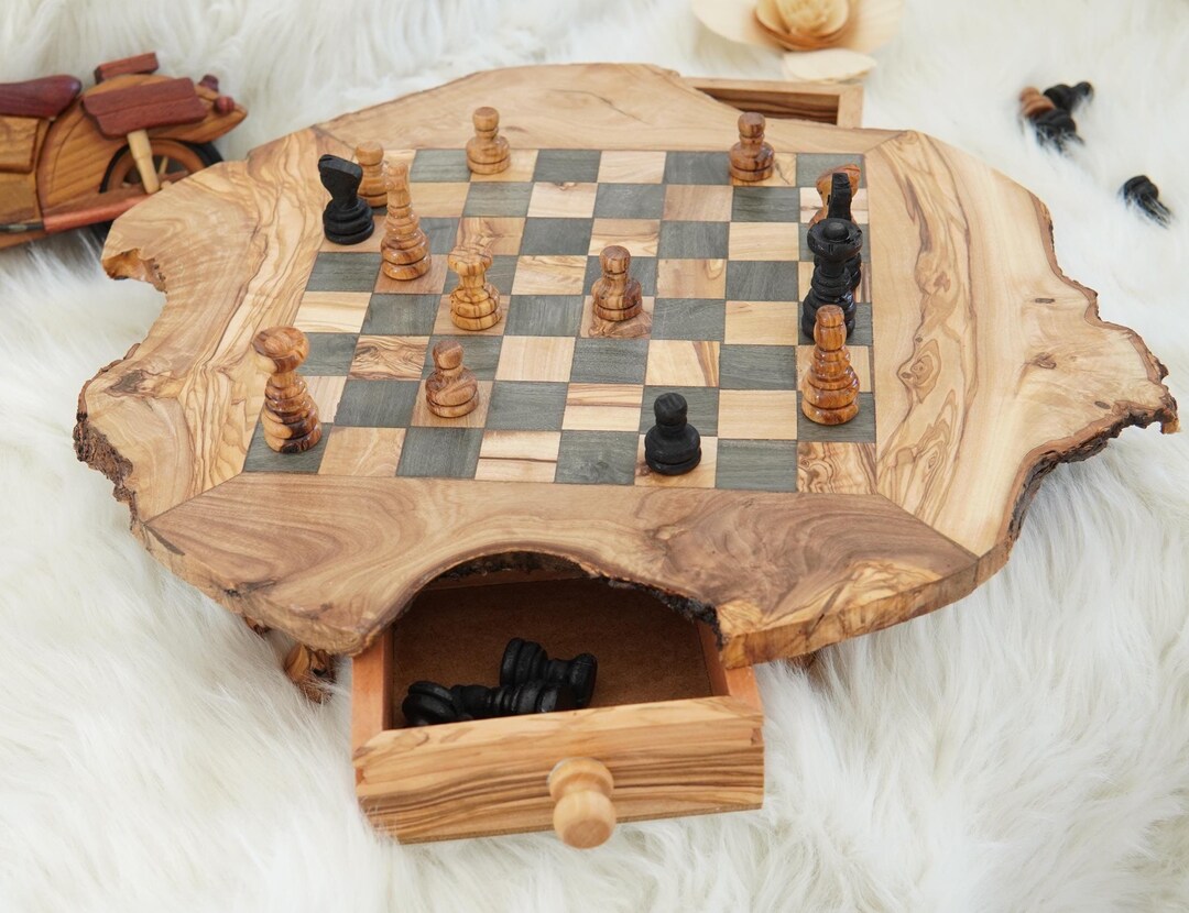 Hand Carved Olive Wood Chess Set A Great Gift for Any Chess Lover A ...