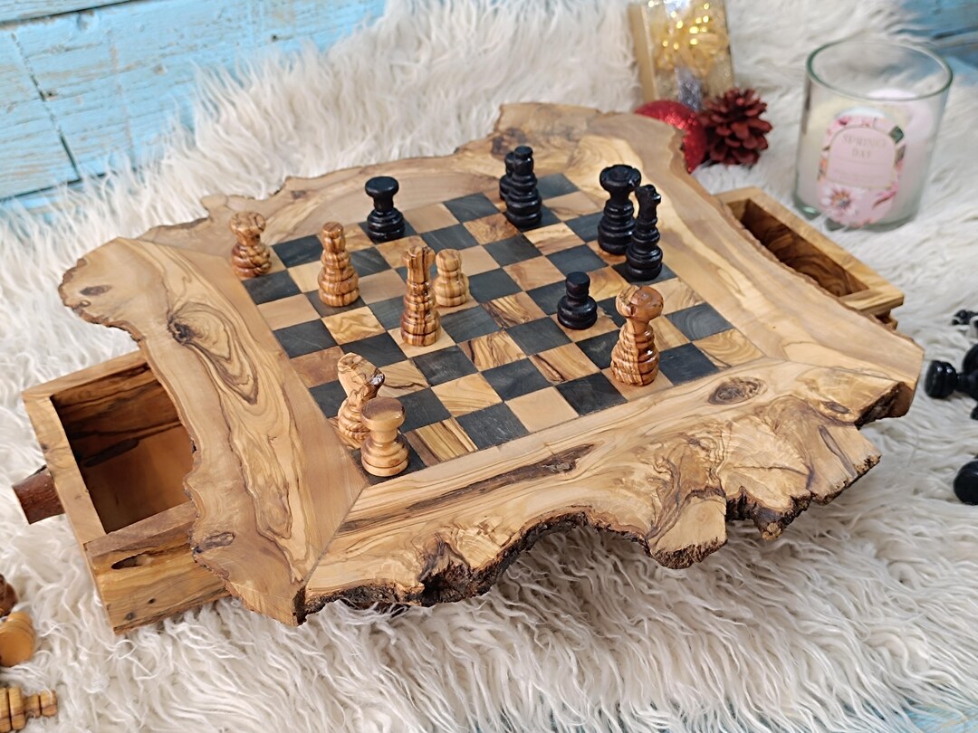 Hand Carved Olive Wood Chess Set A Great Gift for Any Chess Lover A ...