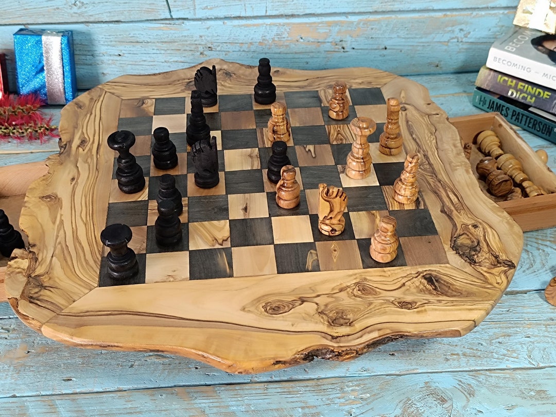 Hand Carved Olive Wood Chess Set A Great Gift for Any Chess Lover A ...