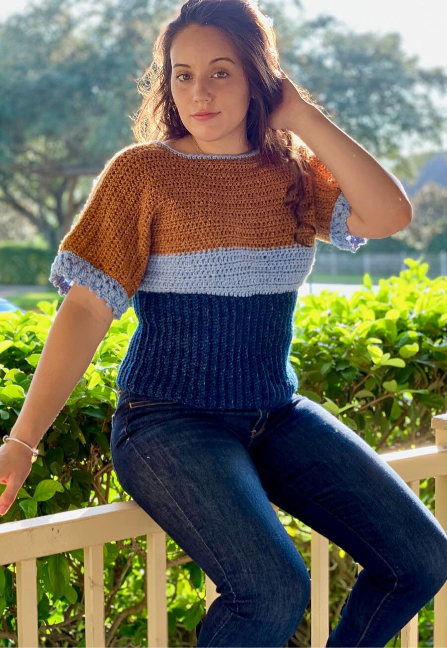 Crochet Pattern// Crochet T-top//color Block Top//fall | Etsy