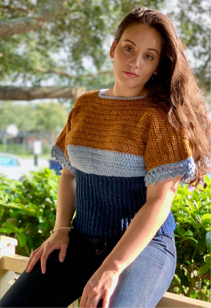 Crochet Pattern// Crochet T-top//color Block Top//fall | Etsy