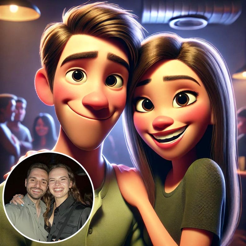 Custom Cartoon Portrait From Photo, Engagement Cartoon Print, Animation ...