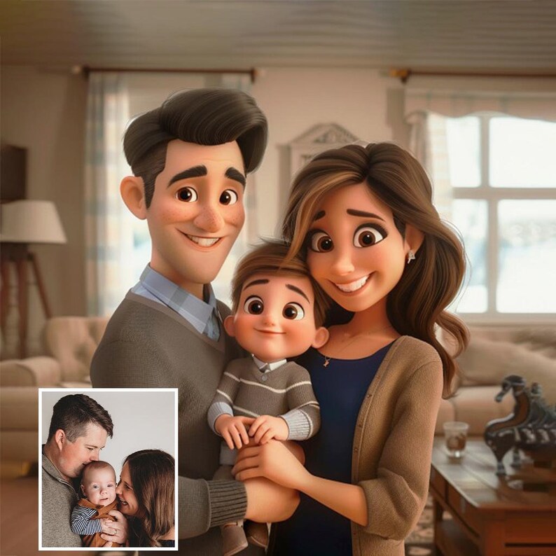 Custom Cartoon Portrait From Photo, Engagement Cartoon Print, Animation ...