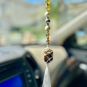Custom Crystal Car Charm, Macrame Crystal Car Hanger, Crystal Car ...
