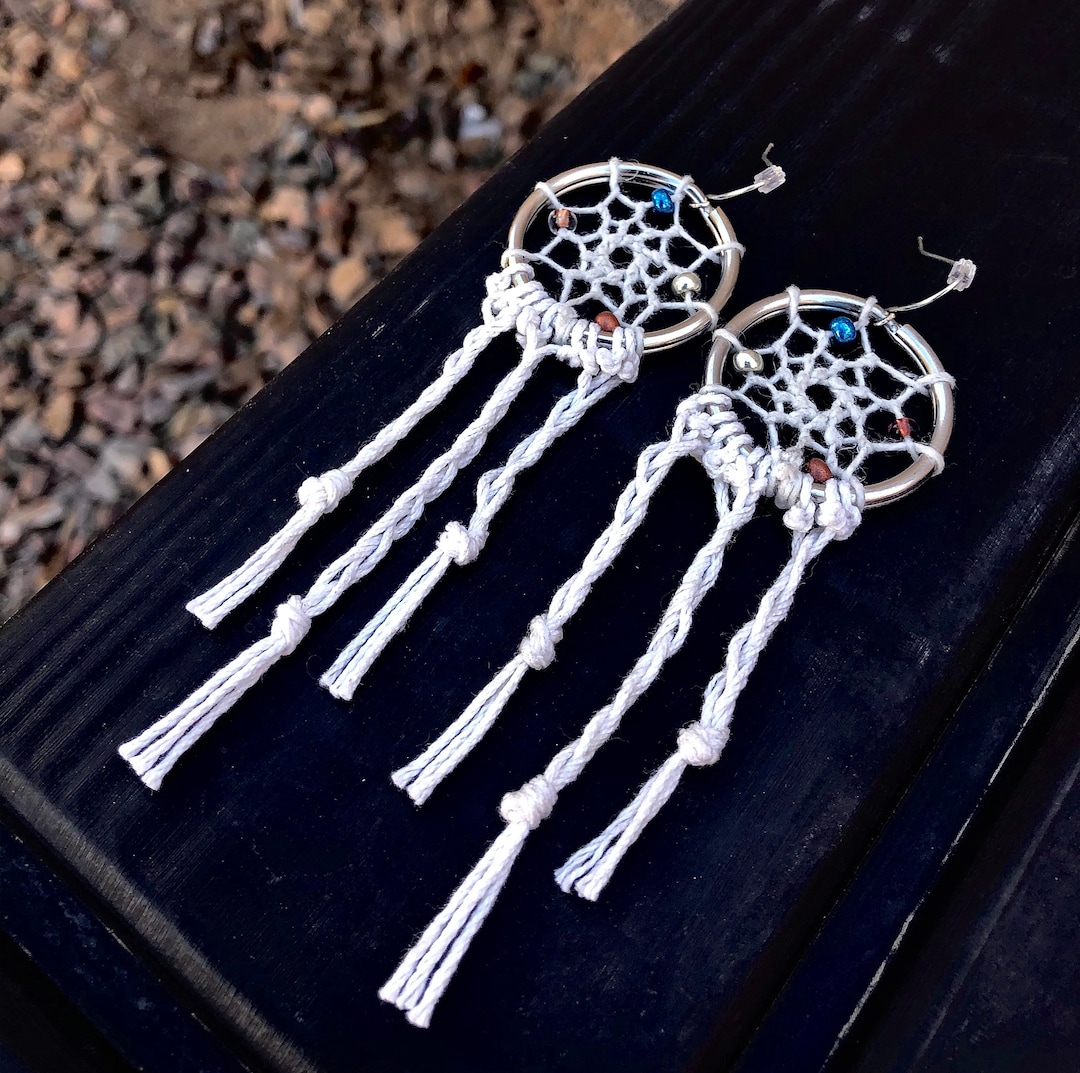 Unique Handmade Dangle Earrings: Hand Woven Jewelry, Dreamcatcher ...