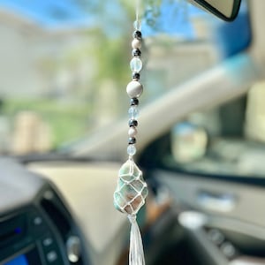 Custom Crystal Car Charm, Macrame Crystal Car Hanger, Crystal Car ...