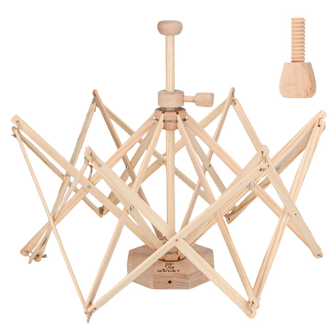 Olikraft Premium Wooden Yarn Swift - Lightweight Reverse Yarn Umbrella ...