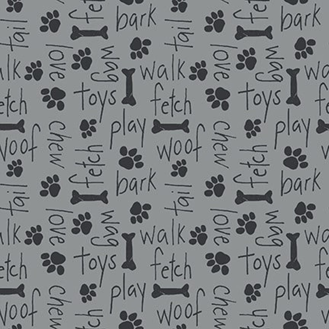 Paw-sitively Awesome Sweet Cee Creative Studio E Fabrics 7451-99 Gray ...