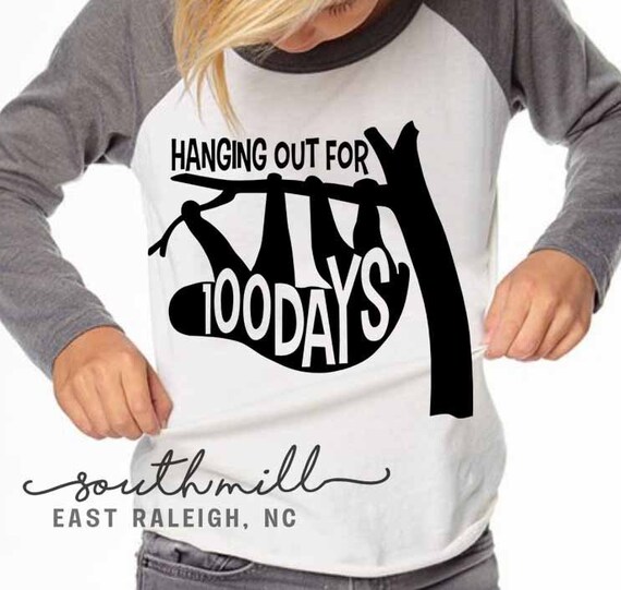 Hanging Out for 100 Days Sloth Svg 100 Days of School Cut File | Etsy