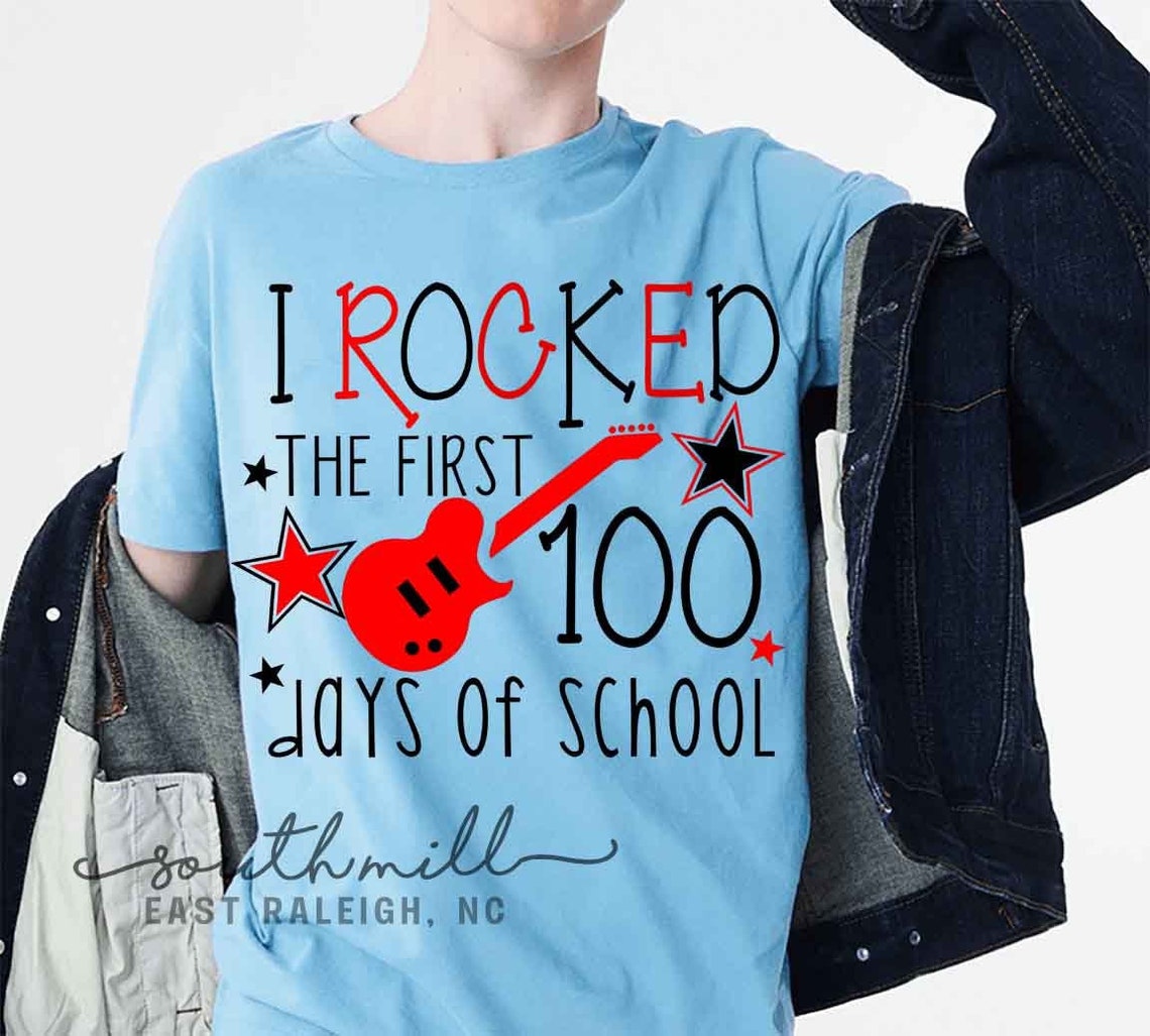 I Rocked the First 100 Days of School Guitar Svg 100 Days of - Etsy