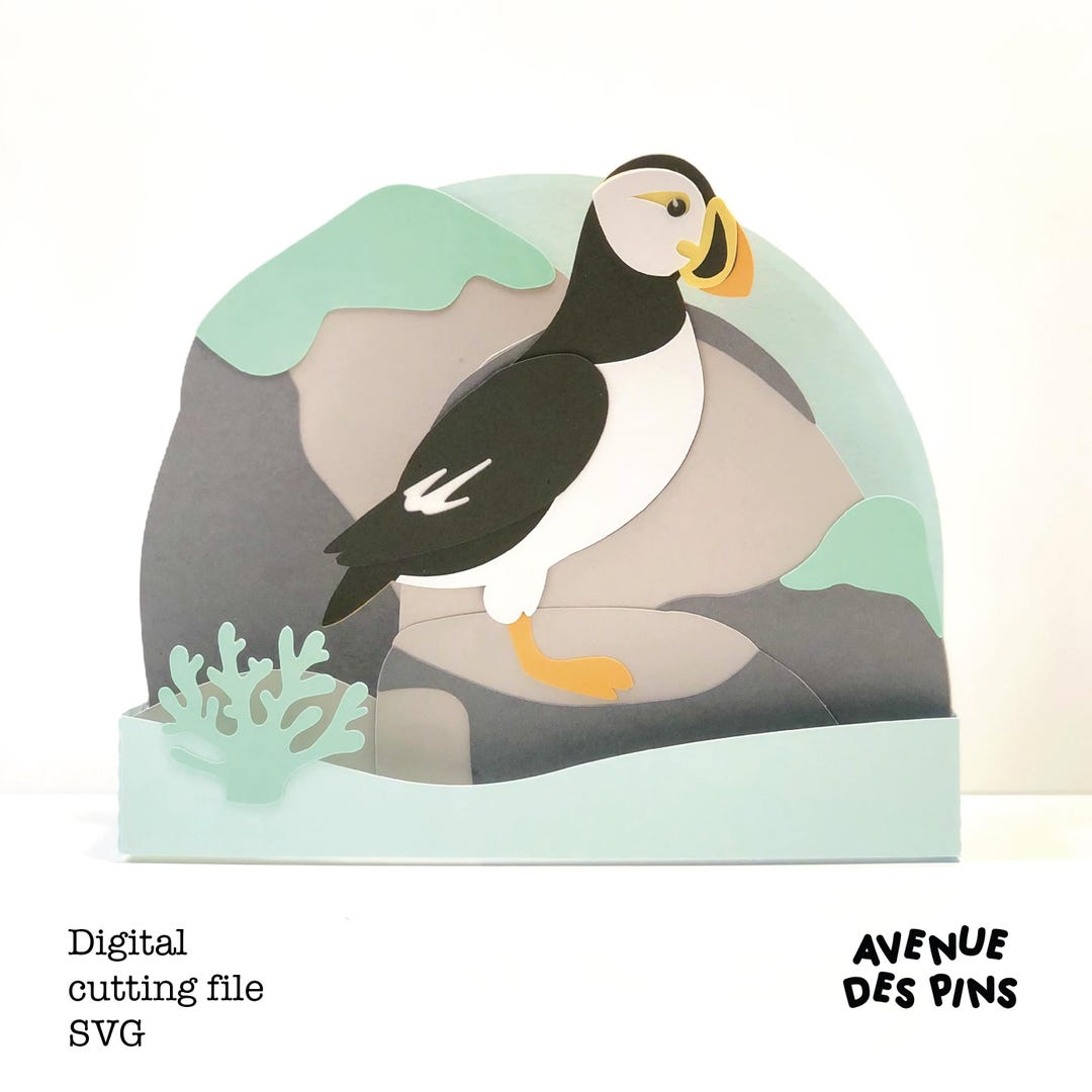 Puffin Pop-up Card SVG | DIY Bird Craft File | Cricut Card DIY | Custom ...