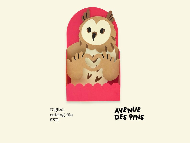 Valentine Owl Pop up Card SVG – Sweet Owl Valentine's Day 3D Papercut ...