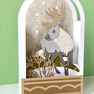 Christmas Snowball Pop up Card | Reindeer Pop up Card SVG | 3D Papercut ...