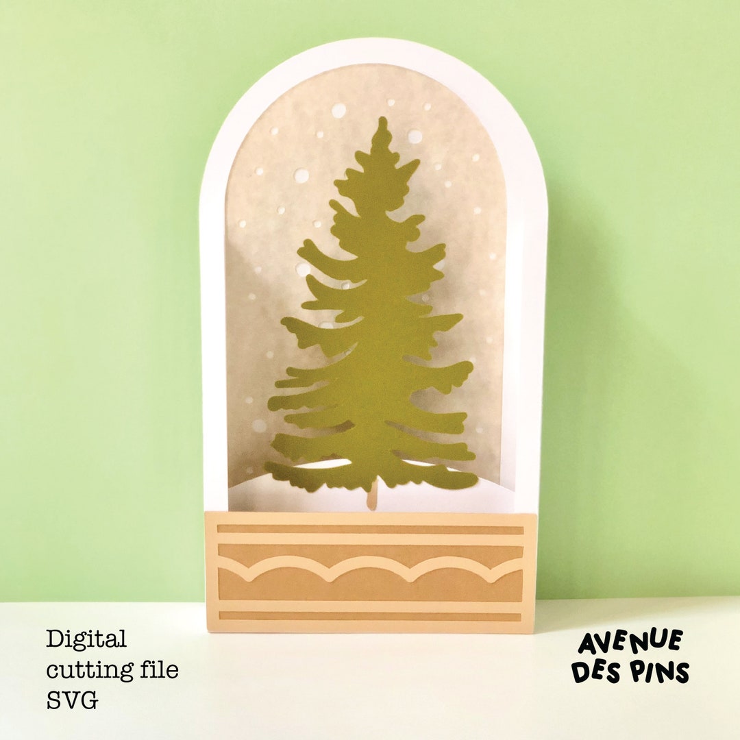 Christmas Snowball Pop up Card | Pine Pop up Card SVG | 3D Papercut SVG ...