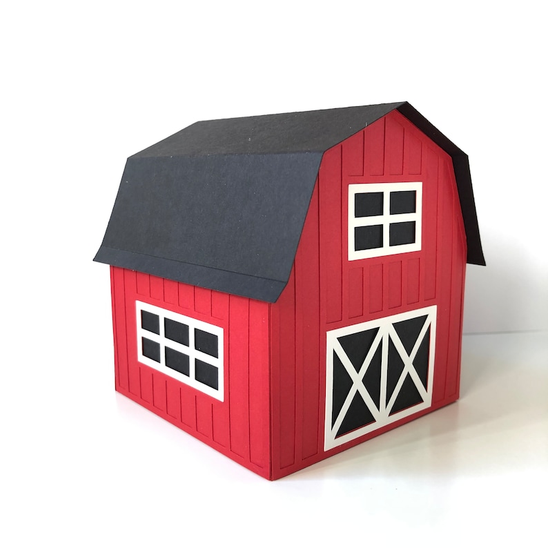 Barn Lamp Template 3D Paper Lamp SVG 3D Barn SVG Box Cut File Cricut ...
