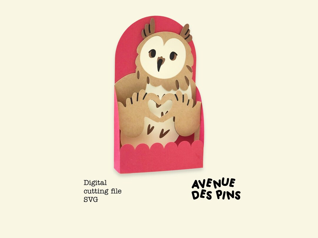 Valentine Owl Pop up Card SVG – Sweet Owl Valentine's Day 3D Papercut ...