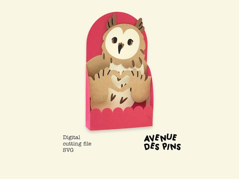 Valentine Owl Pop up Card SVG – Sweet Owl Valentine's Day 3D Papercut ...