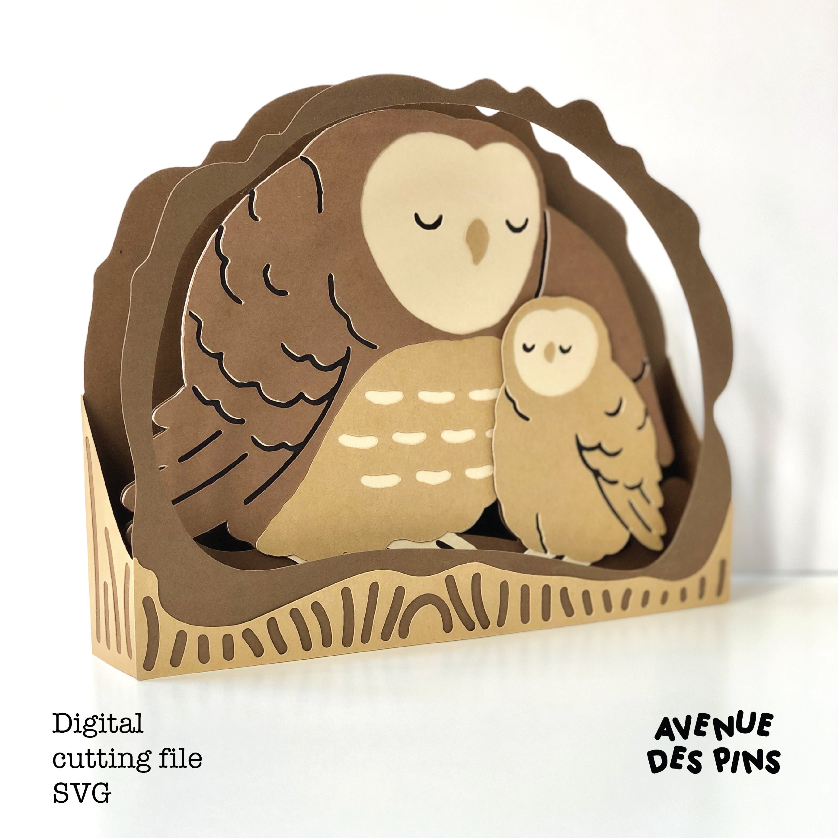 Mother's Day Pop-up Card SVG Mama Owl and Owlet DIY Craft File - Etsy