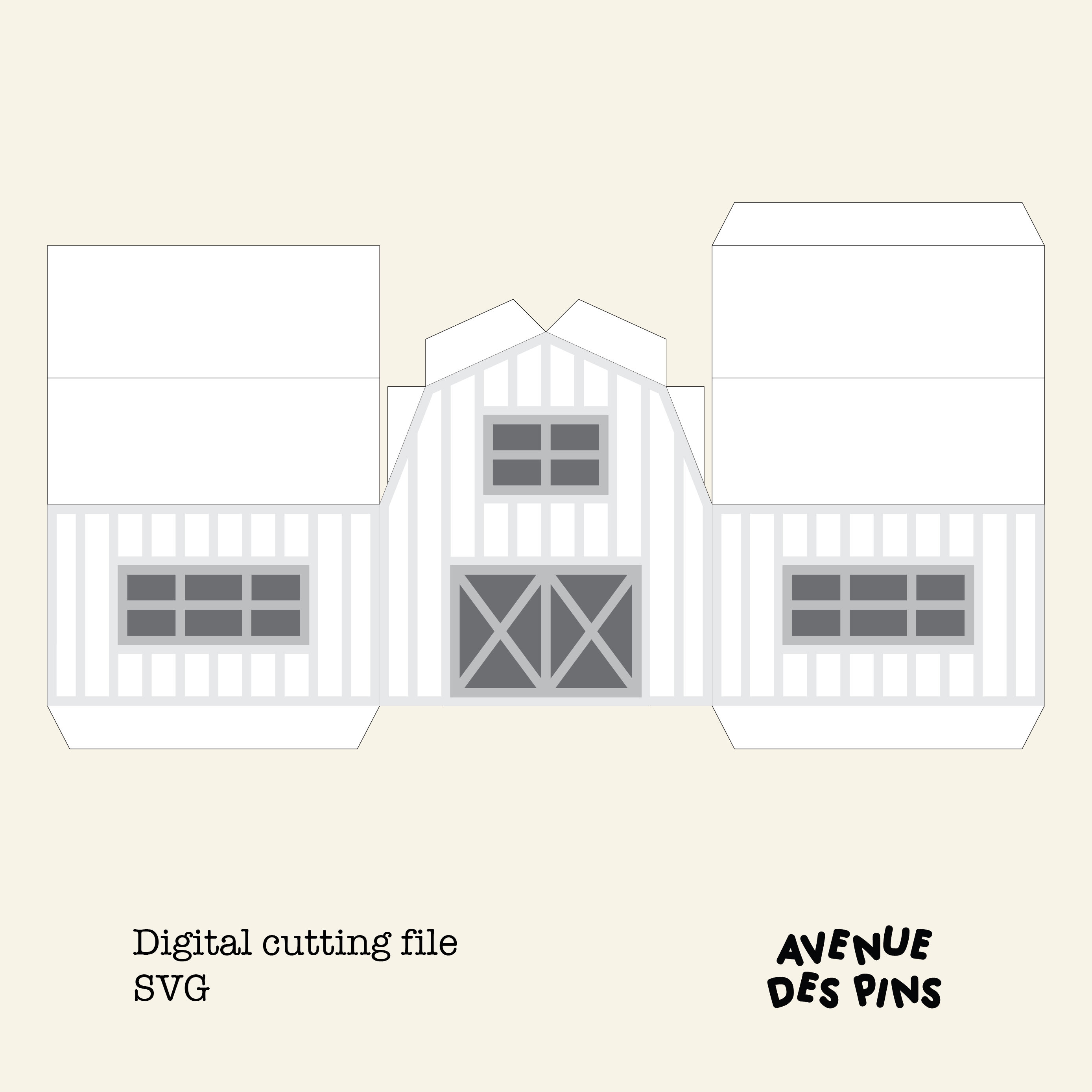 Barn Lamp Template 3D Paper Lamp SVG 3D Barn SVG Box Cut File Cricut ...